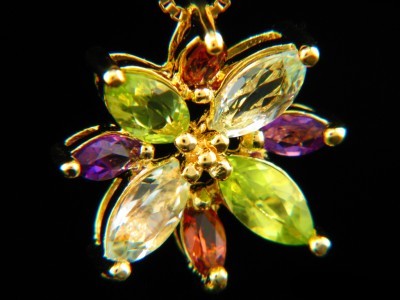 TripleClicks.com: Multi-Gem Flower Necklace and Earring Set